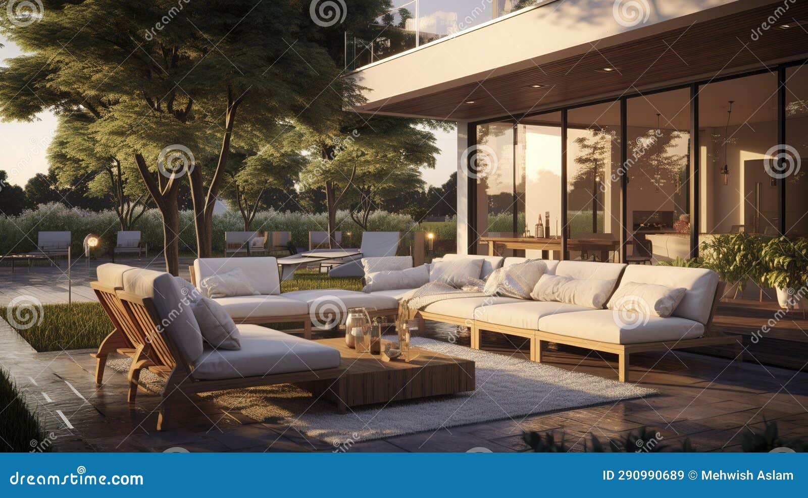 A Quadplex with a Shared Outdoor Recreational Area Stock Illustration ...