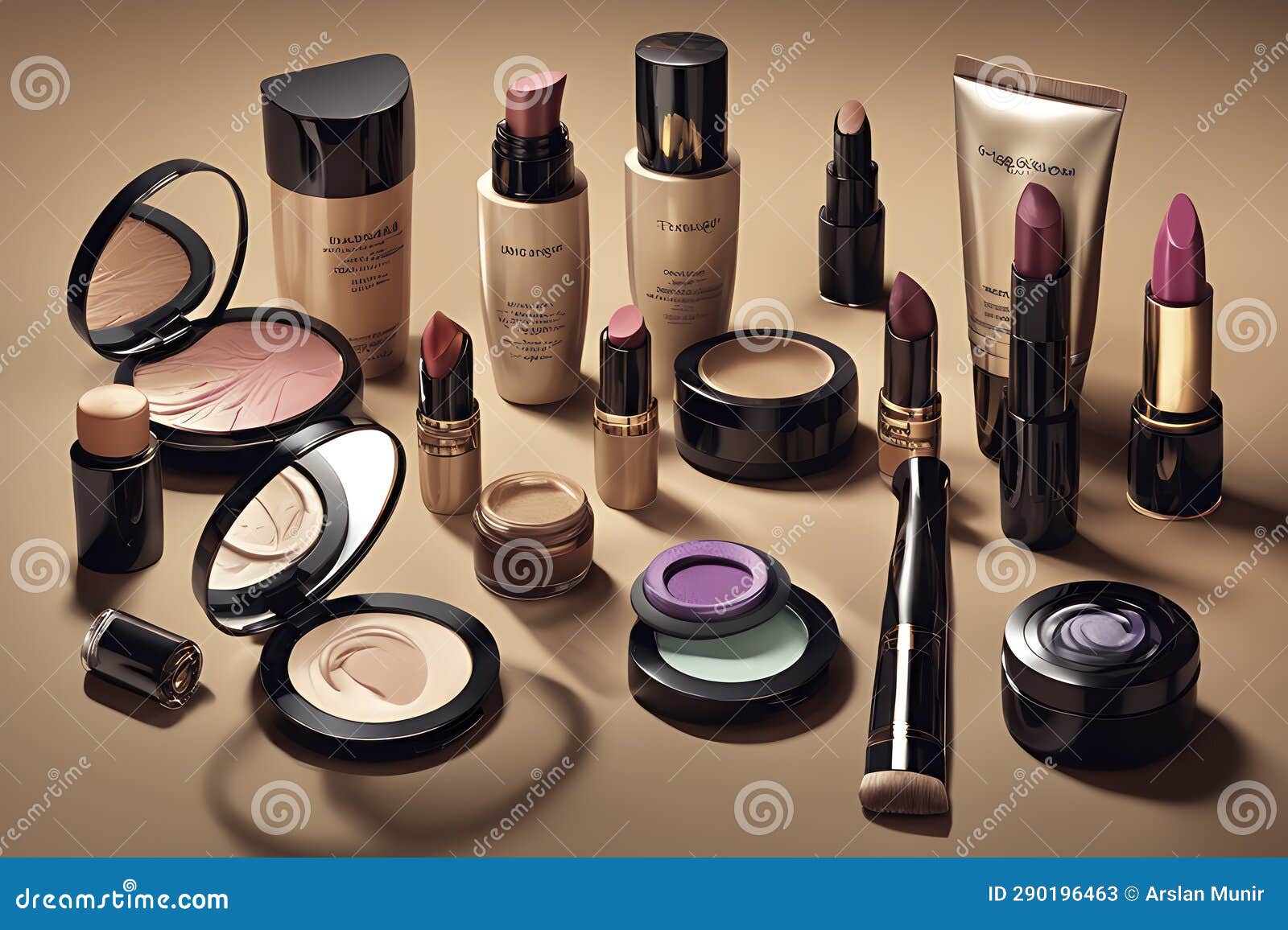 A Selection of High-end Makeup Products Stock Illustration ...