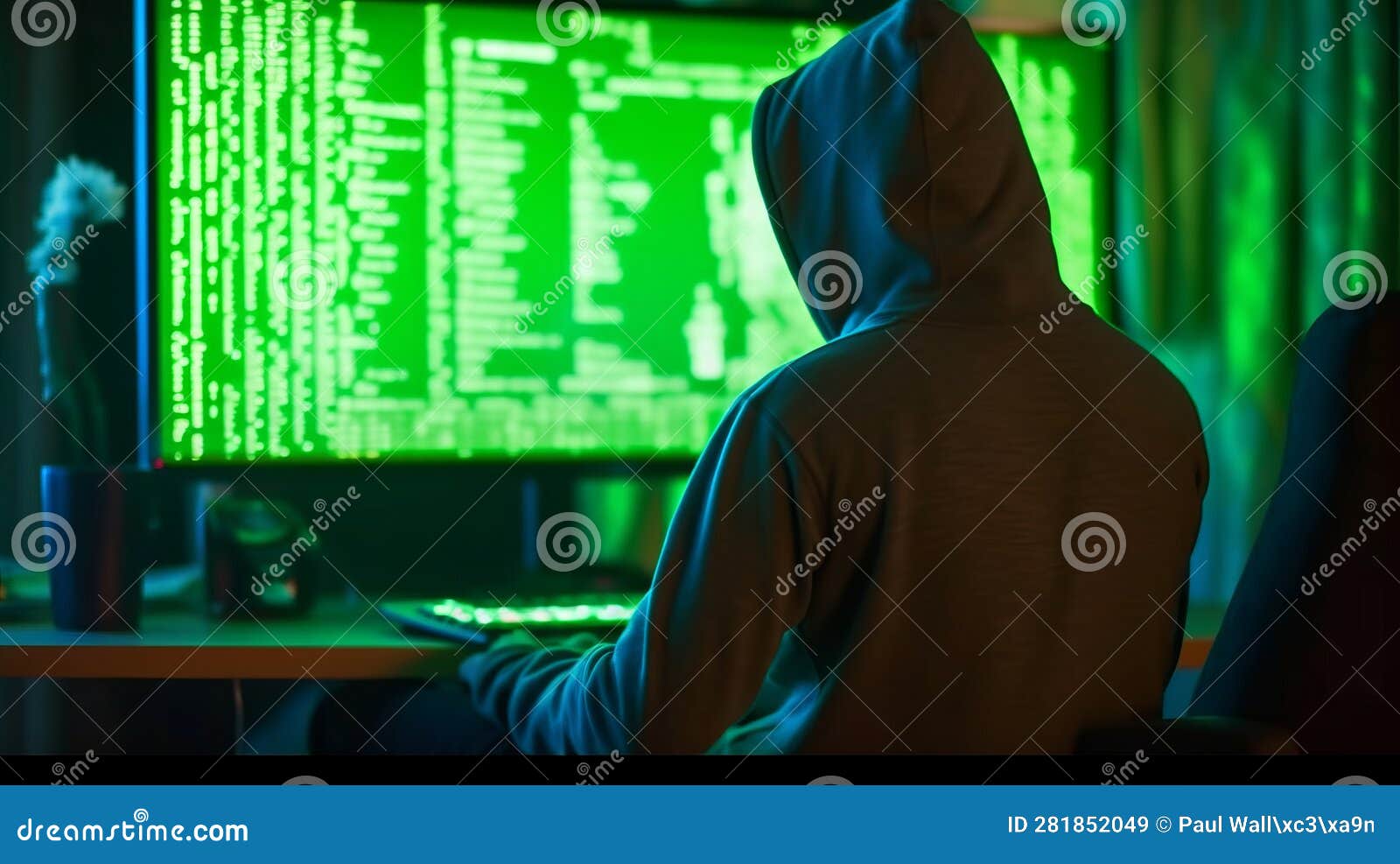 Illustration of a Person with Hoodie Sitting in Front of Computer ...
