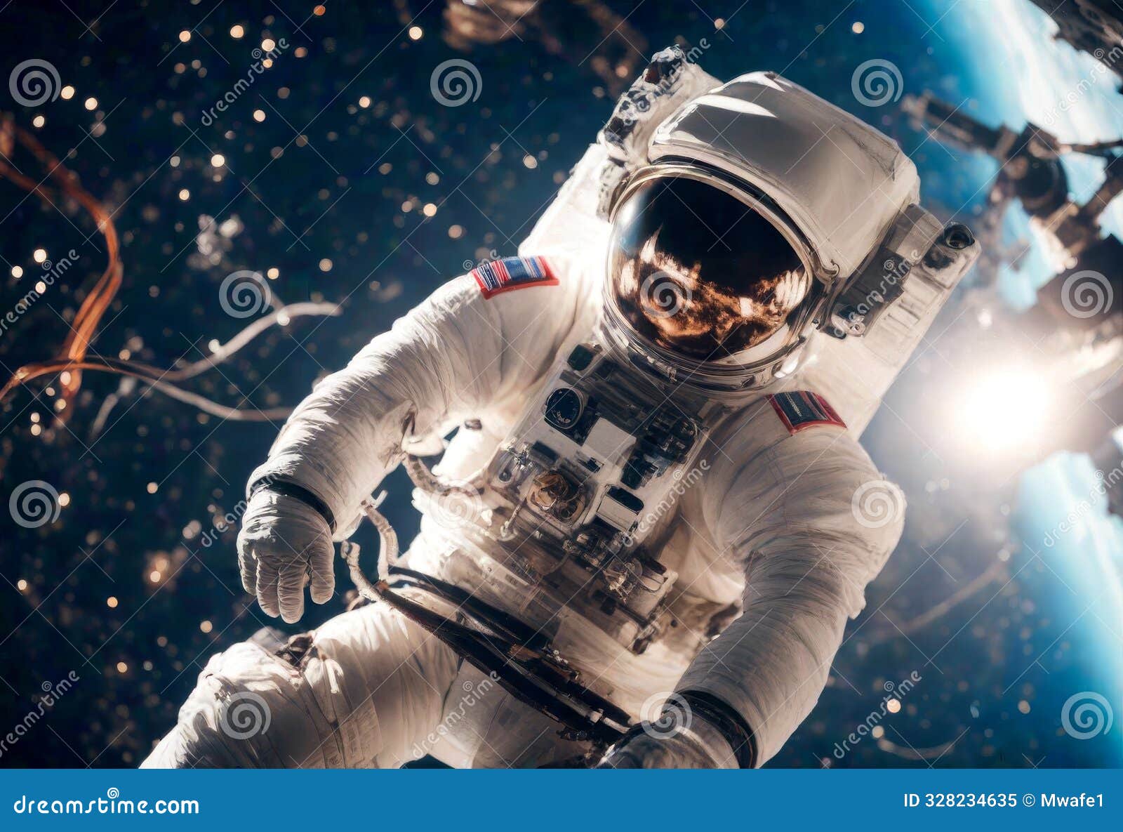 Spaceman In Outer Space With Moon Like A Balloon Cartoon Vector ...