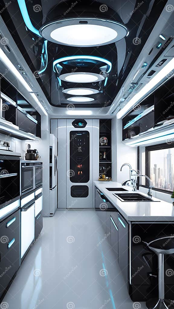 Futuristic Kitchen Design Sleek Culinary Oasis Stock Illustration ...