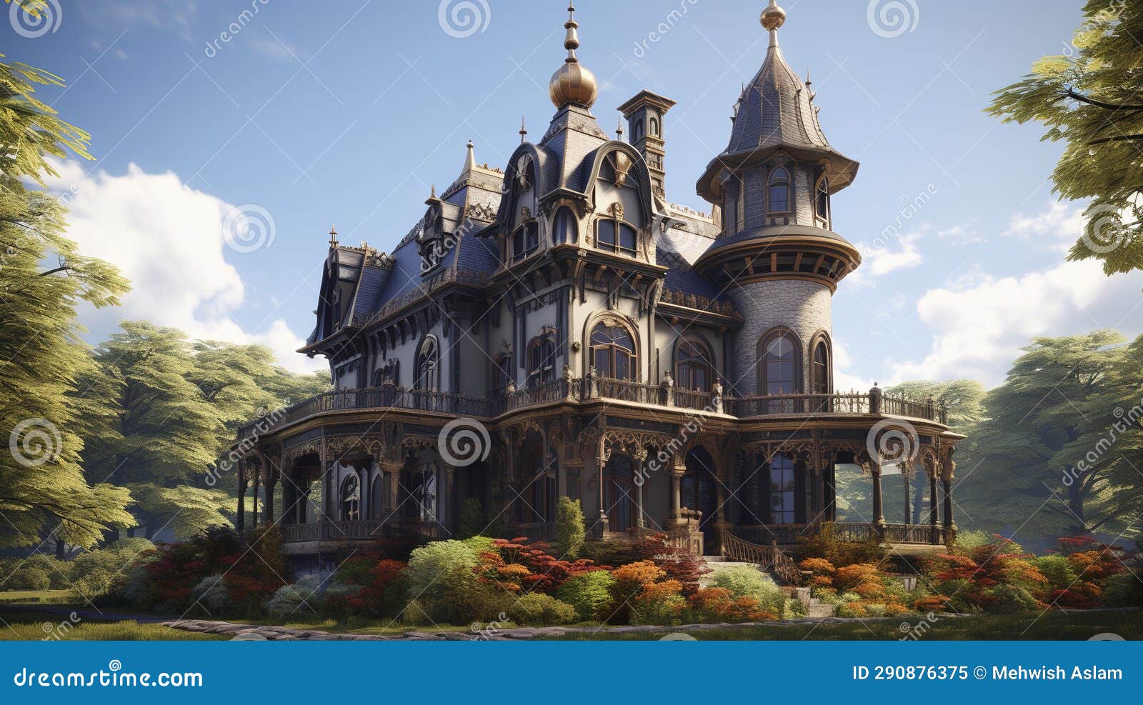 A Victorian House with a Turret and a Distinctive Roofline Stock ...