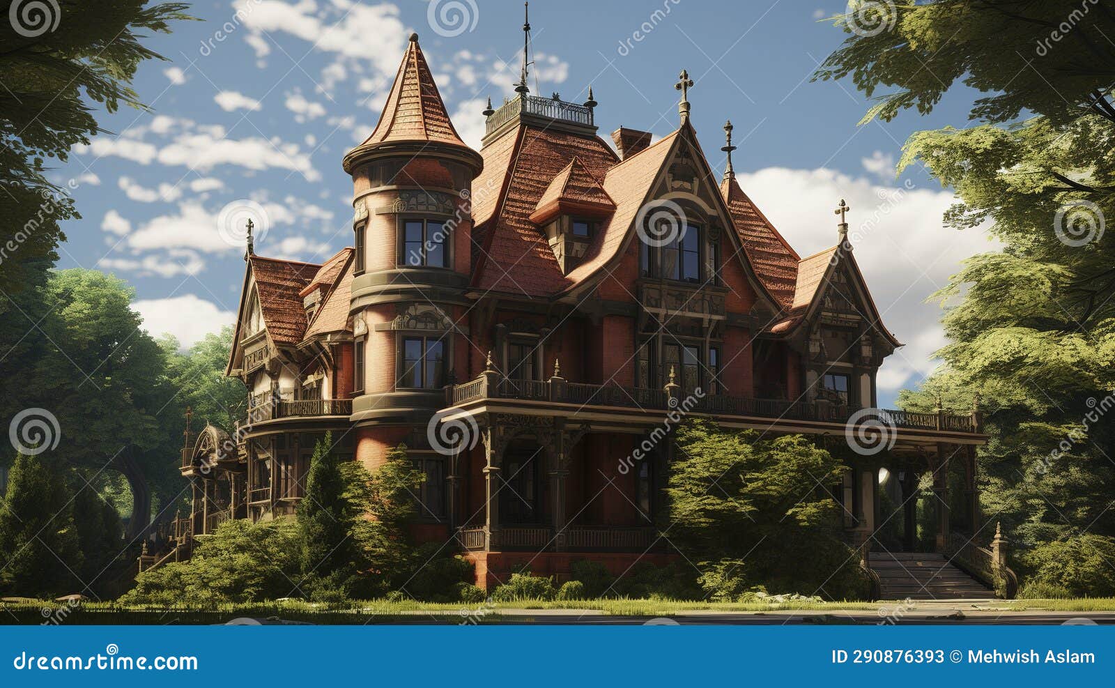 A Victorian House with a Turret and a Distinctive Roofline Stock ...