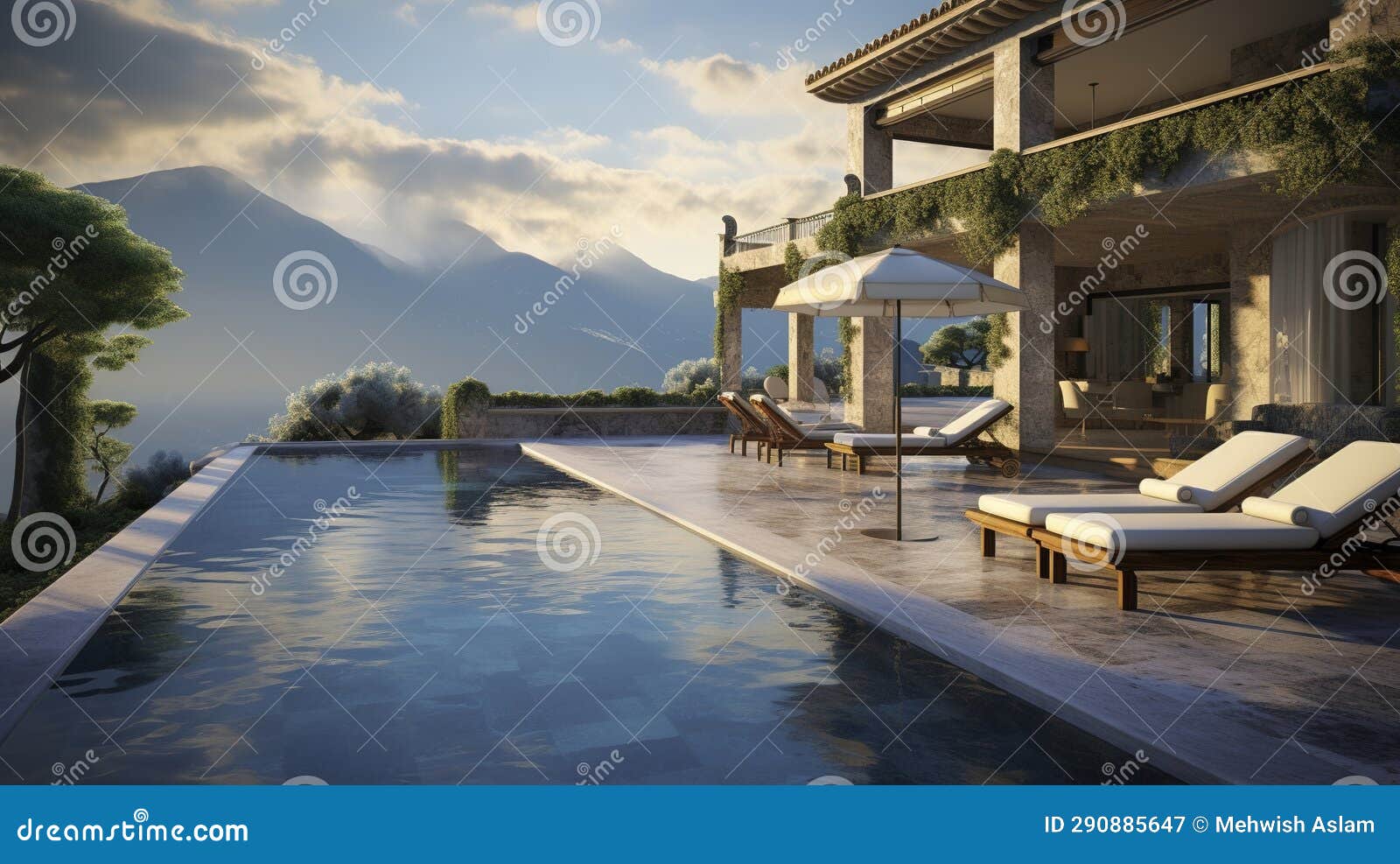 A Villa with a Spa Area and Relaxing Amenities Stock Illustration ...