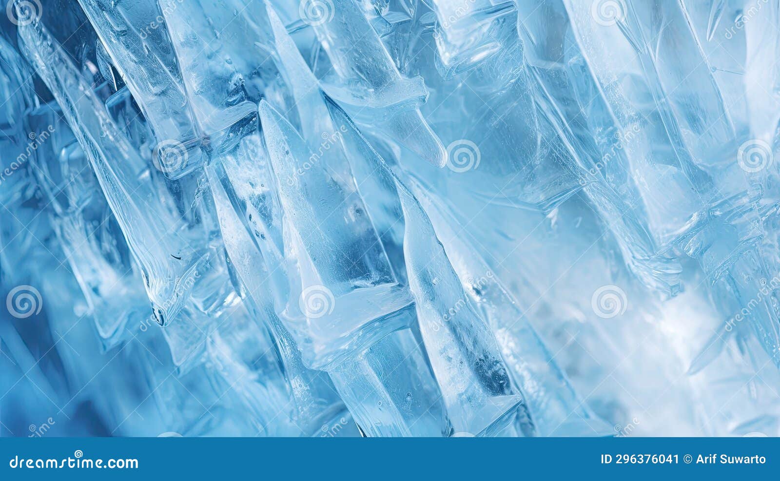Azure Backdrop with Crystal Patterns. Blue Frost on Icy Snow Stock ...