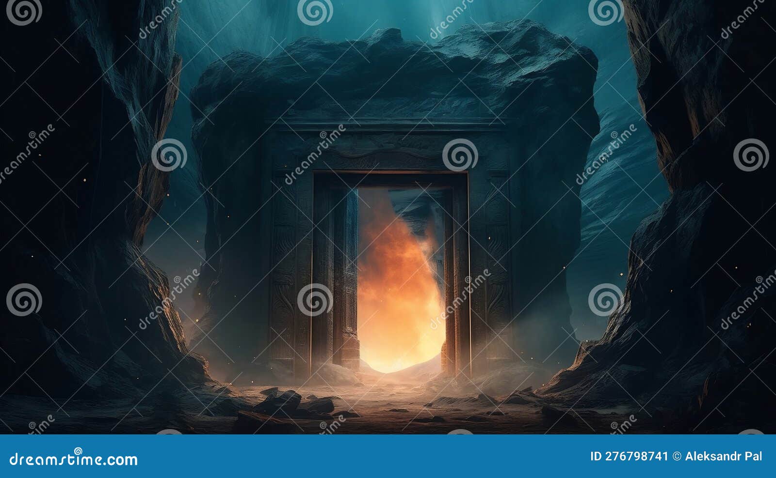 Dark Ancient Glowing Portal To Hell Inside Ancient Ruins. Ai Generative ...