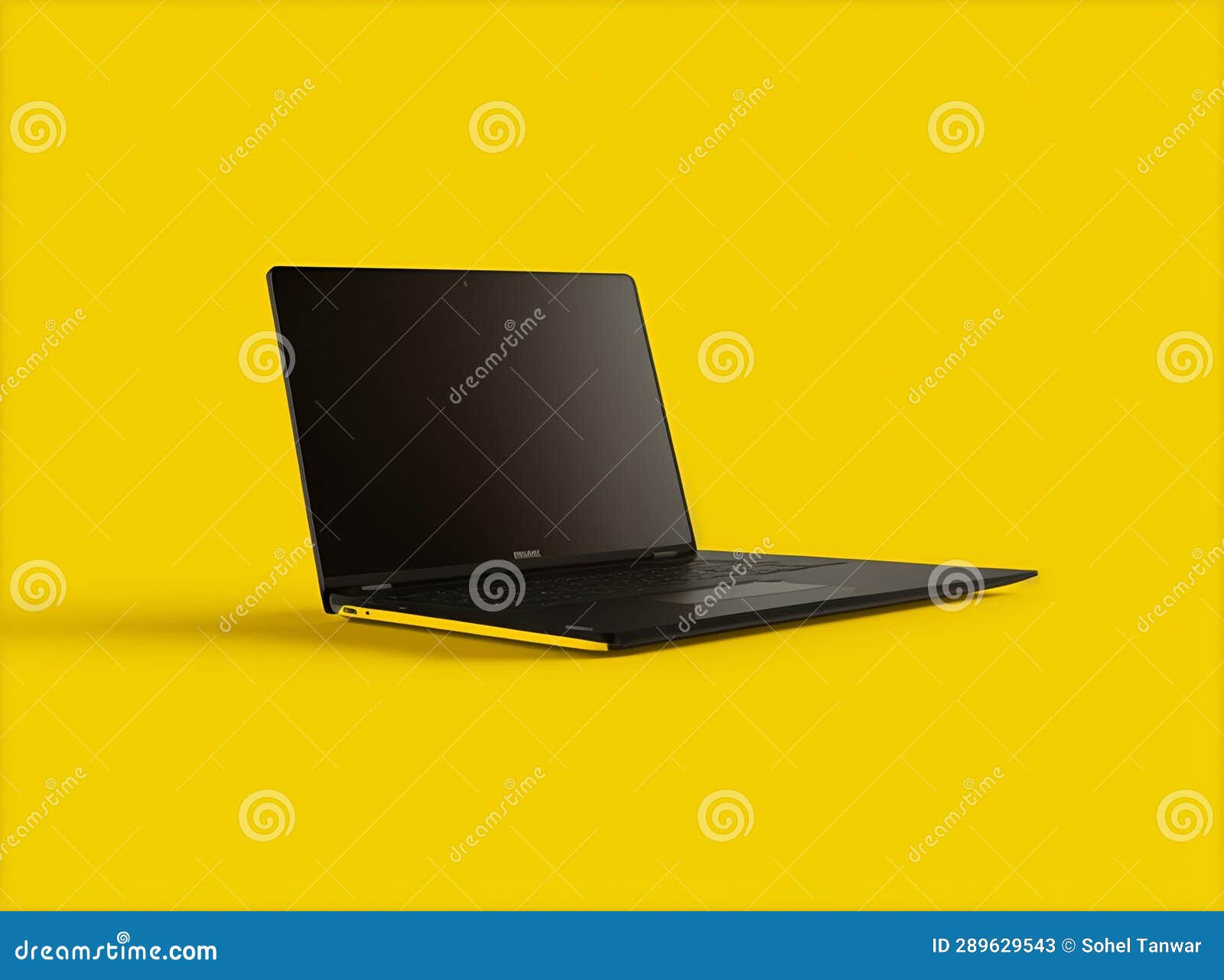 Laptop on Yellow Background, for Advertisement Stock Illustration ...