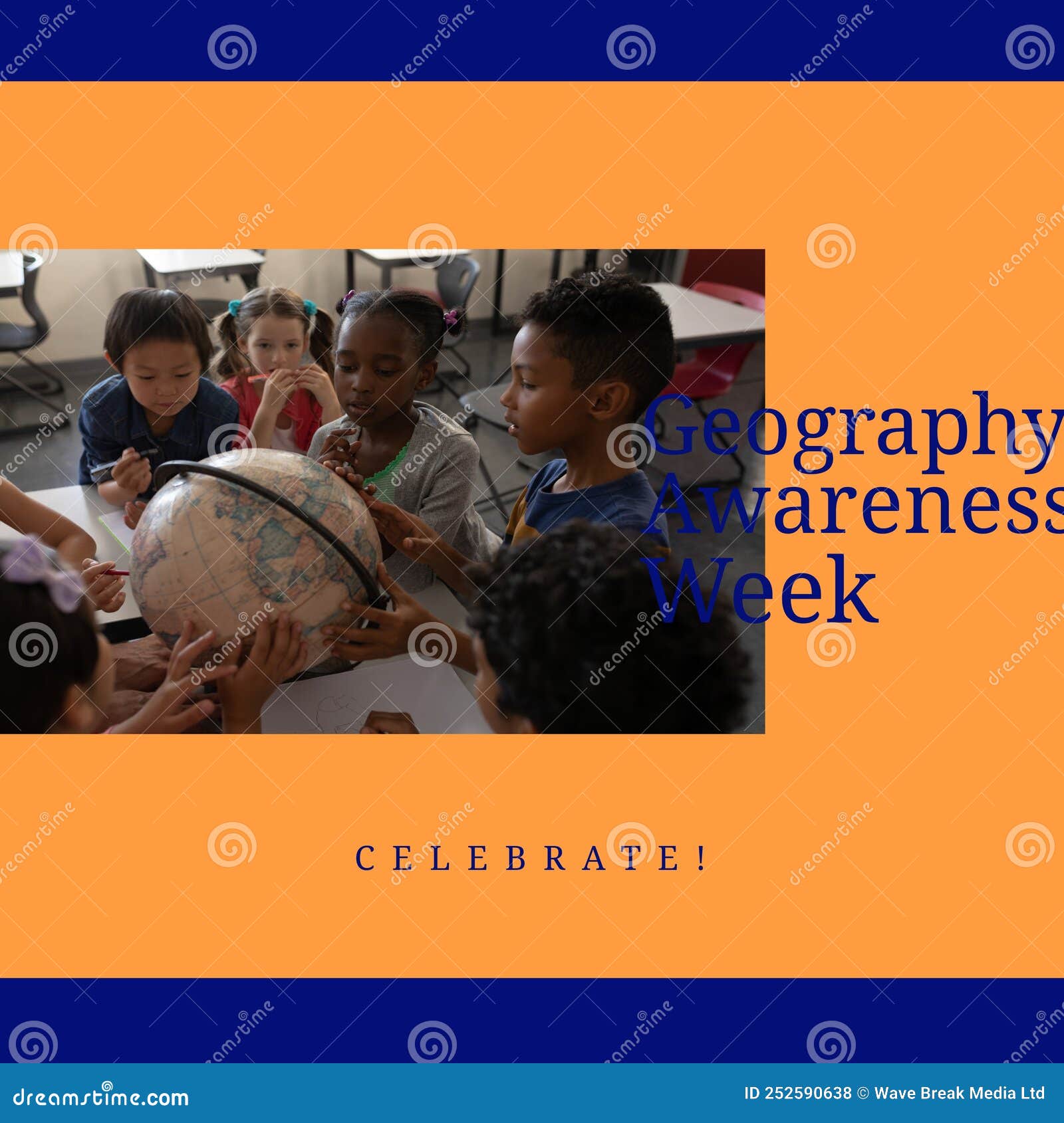 Image of Geography Awareness Week Over Class of Diverse Pupils with ...