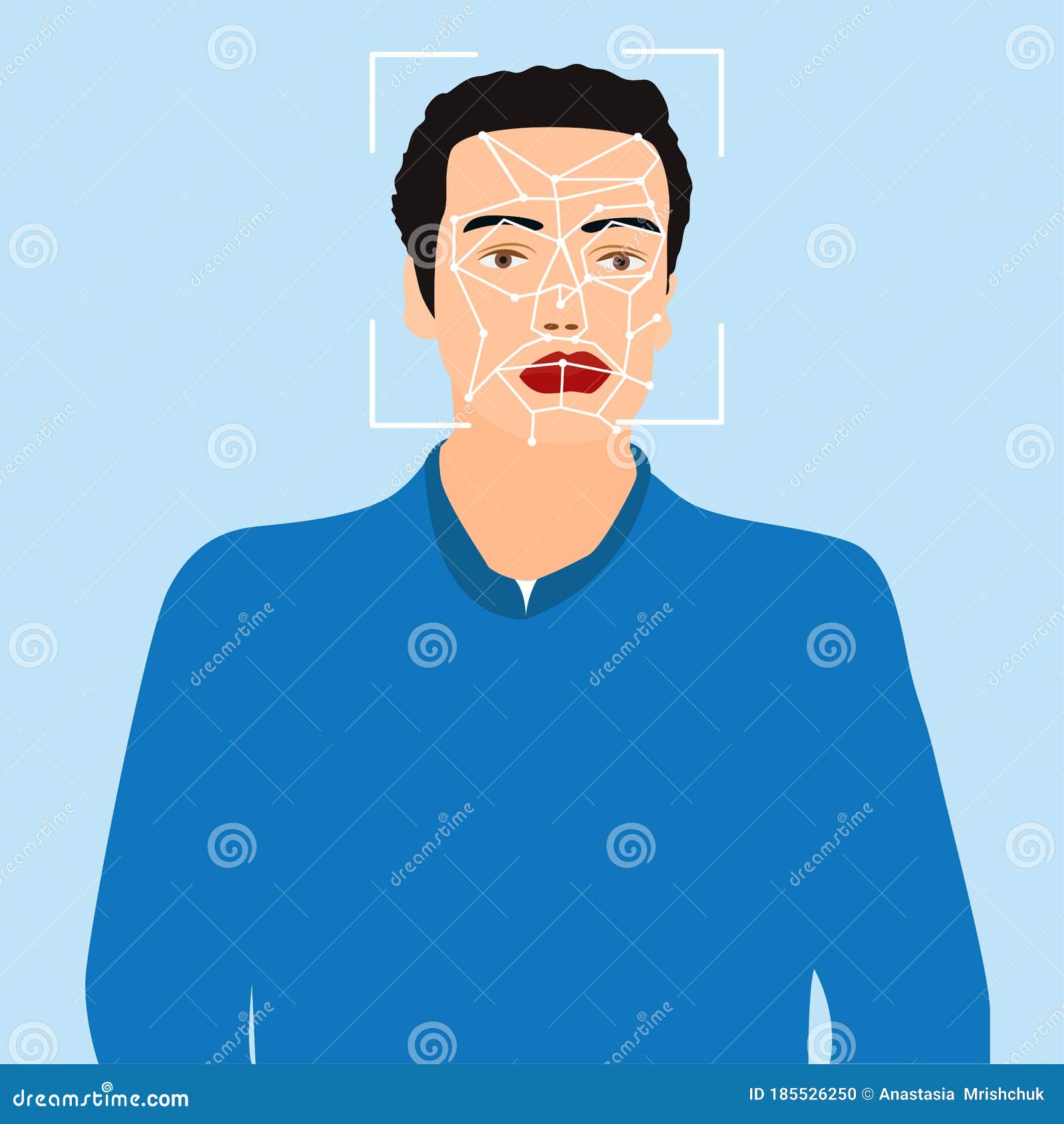 An Image of Geometric Digital Technology that Scans a Person`s Face ...