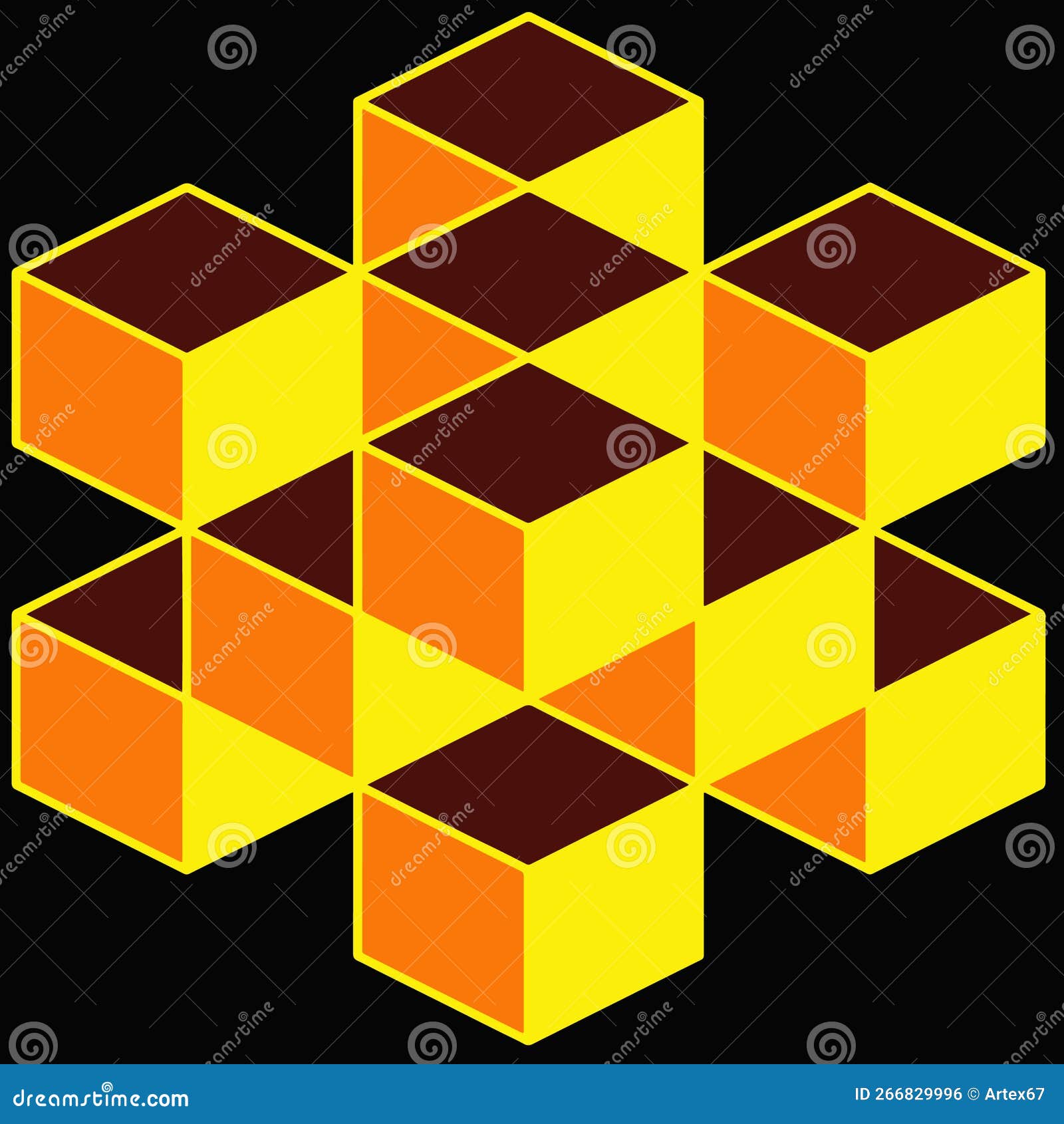 Image of a Geometric Figure Made of Cubes on a Black Background Stock ...