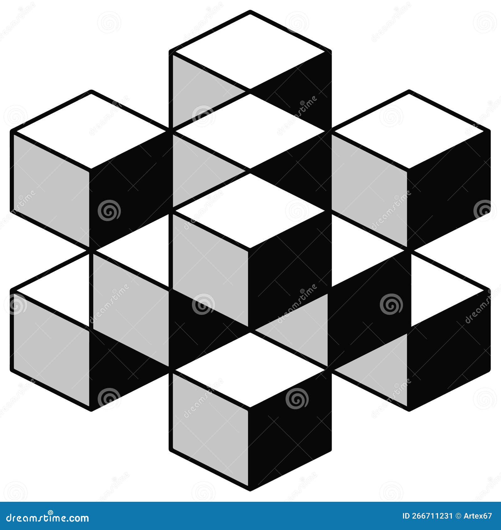 Image of a Geometric Figure Made of Cubes Stock Vector - Illustration ...