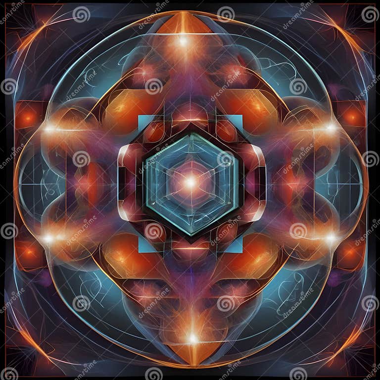 Image of Geometric Metatron Cube Pattern Artwork. Stock Illustration ...