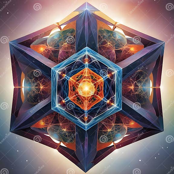 Image of Geometric Metatron Cube Pattern Artwork. Stock Illustration ...