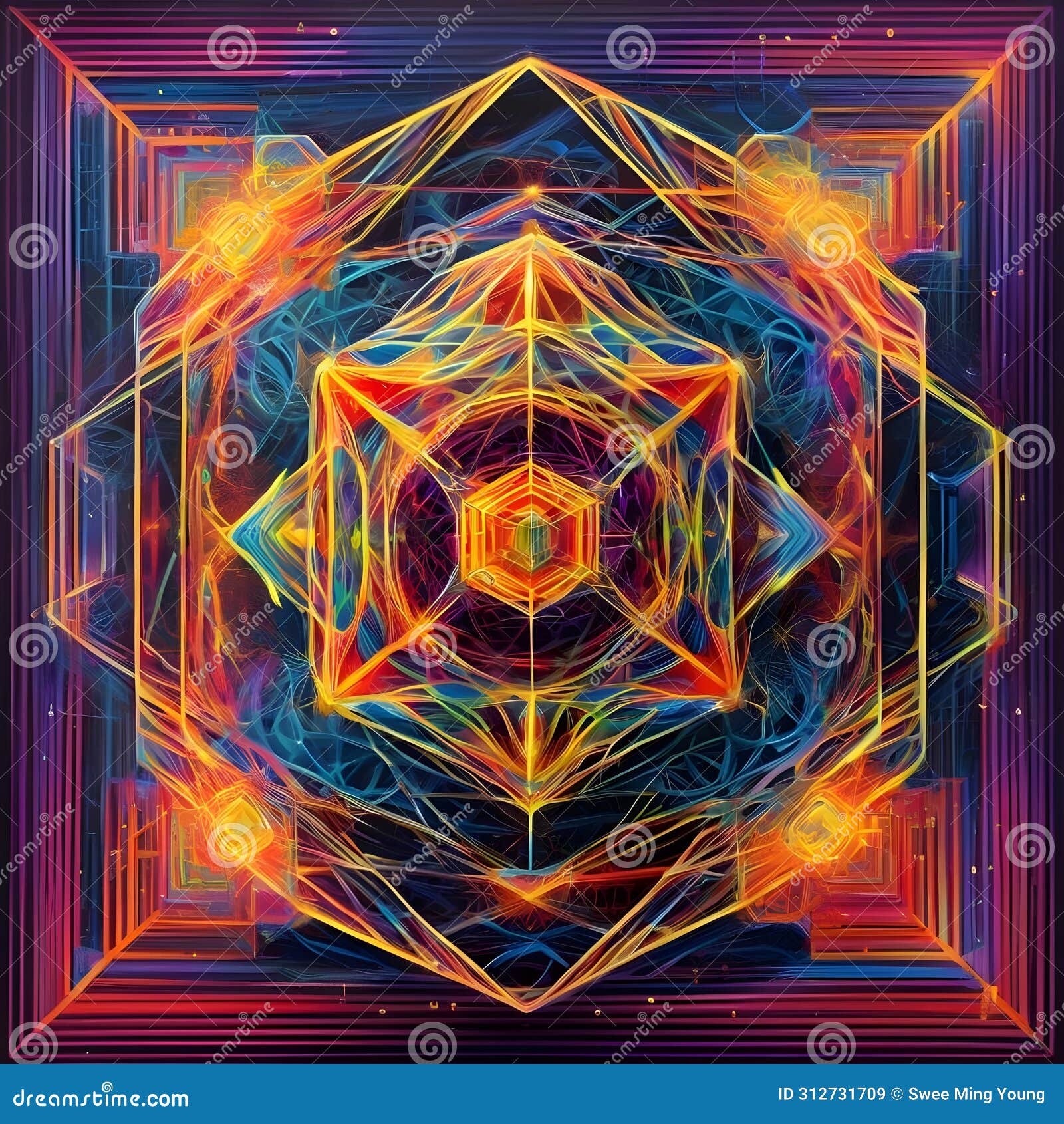 Image of Geometric Metatron Cube Pattern Artwork. Stock Illustration ...