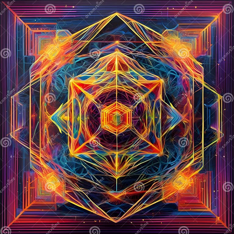 Image of Geometric Metatron Cube Pattern Artwork. Stock Illustration ...