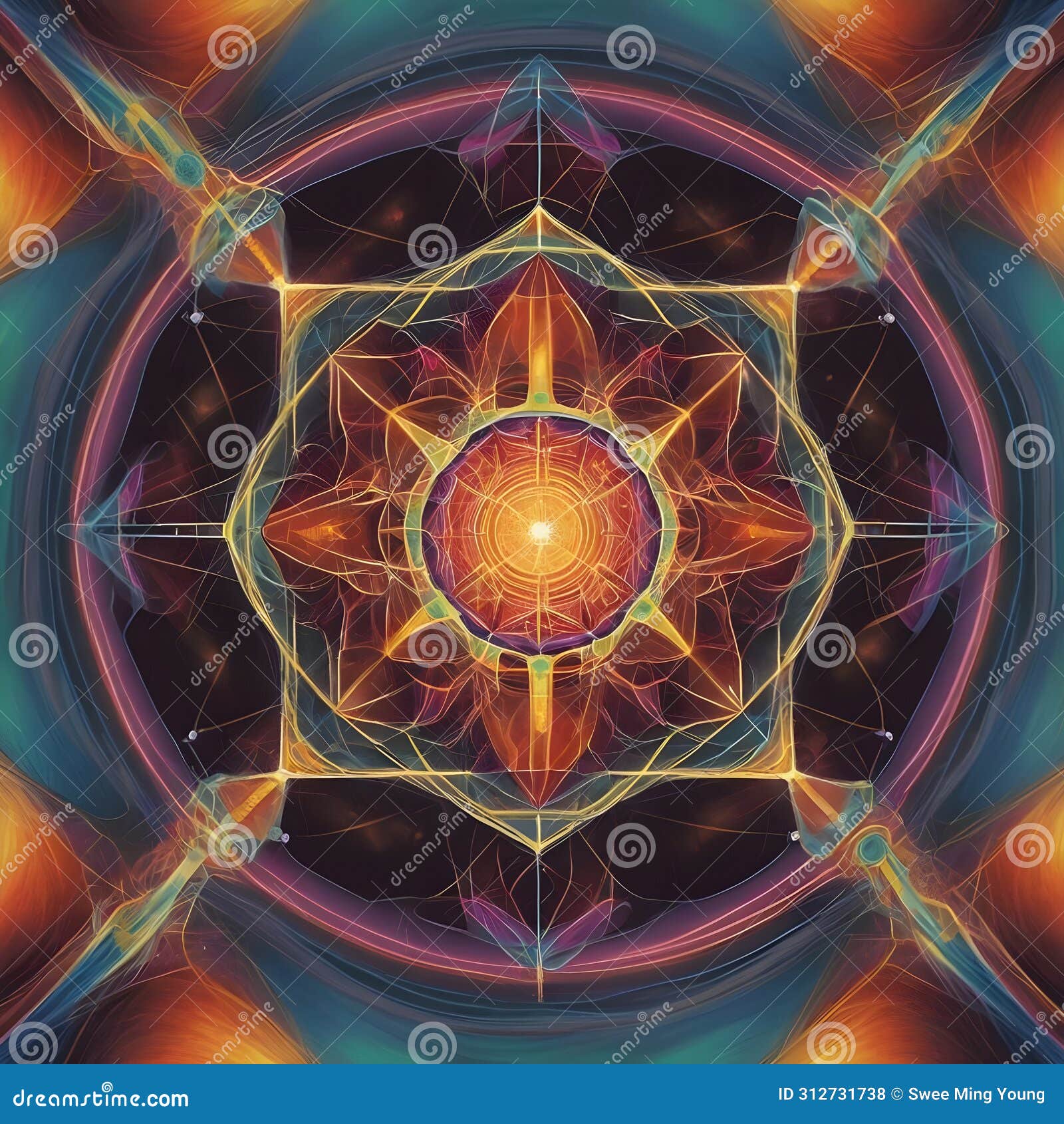 Image of Geometric Metatron Cube Pattern Artwork. Stock Illustration ...