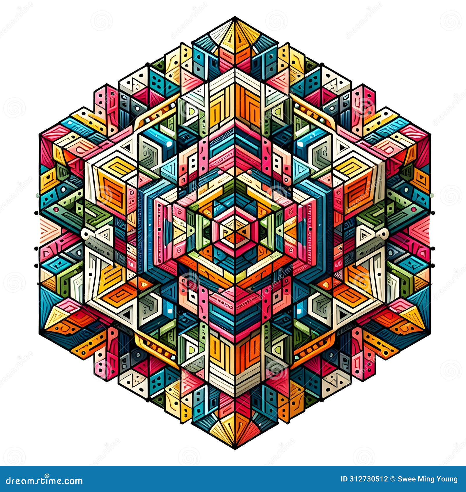 Image of Geometric Metatron Cube Pattern Artwork. Stock Illustration ...