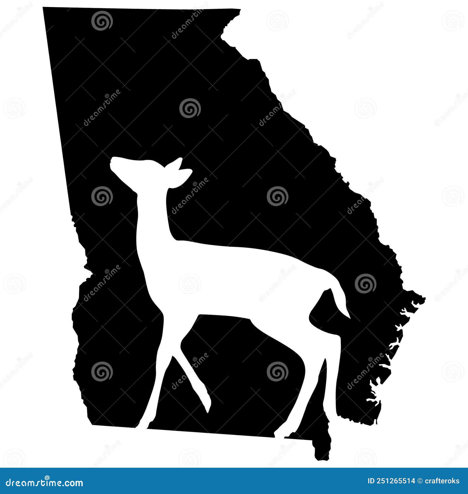Georgia Map with Deer Overlay EPS Vector File Stock Vector ...