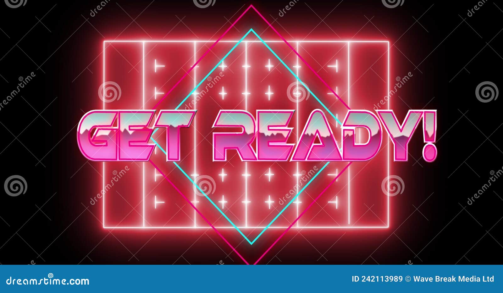 Image of Get Ready Text Over Neon Sports Stadium Stock Illustration ...