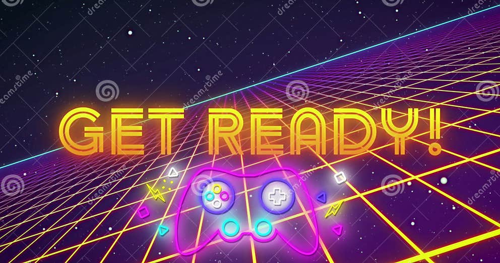 Image of Get Ready Text with Shapes Over Black Backround Stock ...
