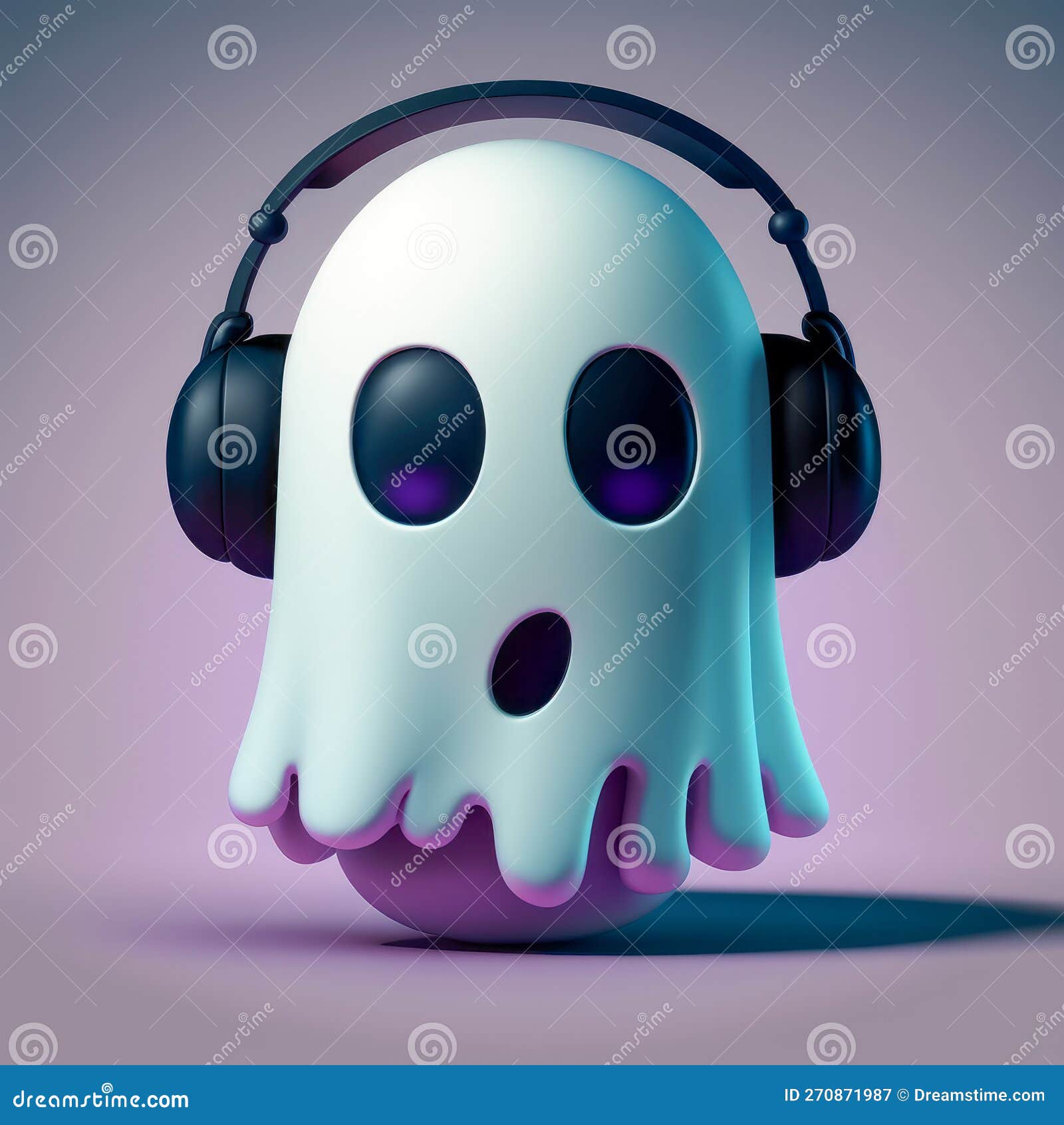 An Image of Ghost Wearing Headphones. Generative AI Stock Illustration ...