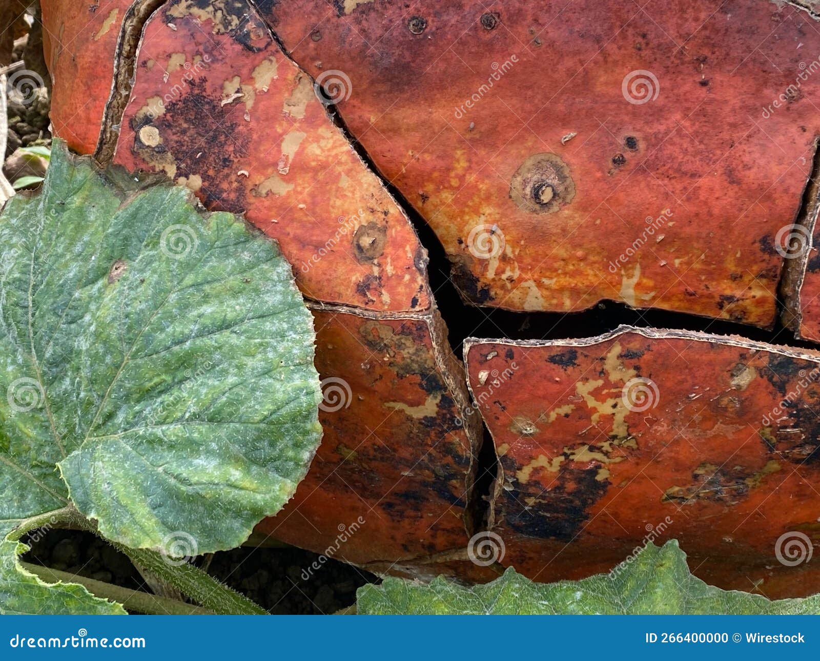 Image of a Giant Broken Pumpkin in the Ground. Stock Photo - Image of ...