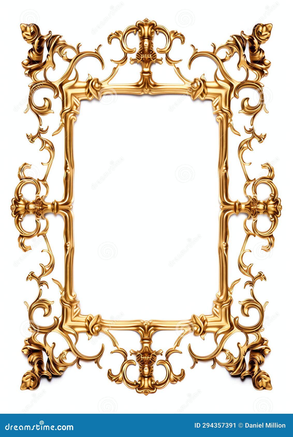 Gilded Baroque Frame Border on White Background Stock Illustration ...
