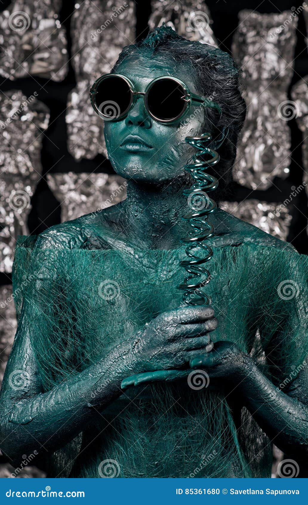 The Image of a Girl Alien Shot in Studio Stock Photo - Image of body ...