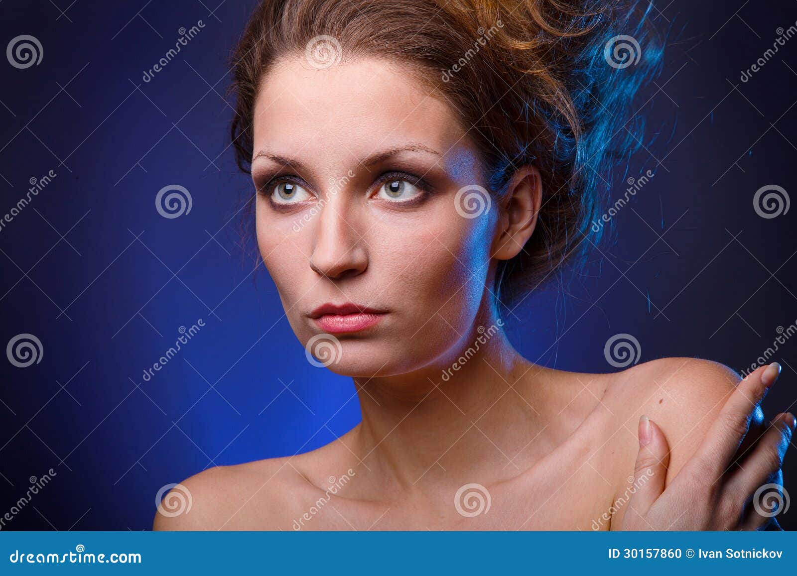 Girl on blue background stock photo. Image of woman, girl - 30157860