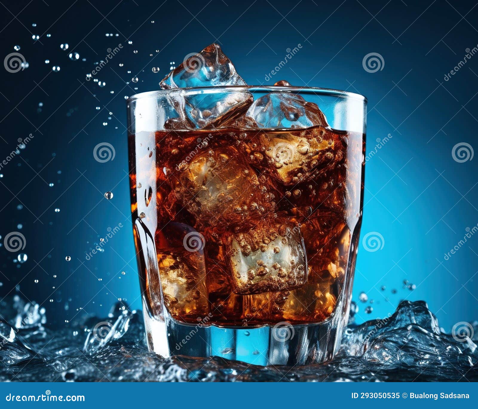 Close Up of a Glass of Cola with Ice Cubes. Stock Illustration ...