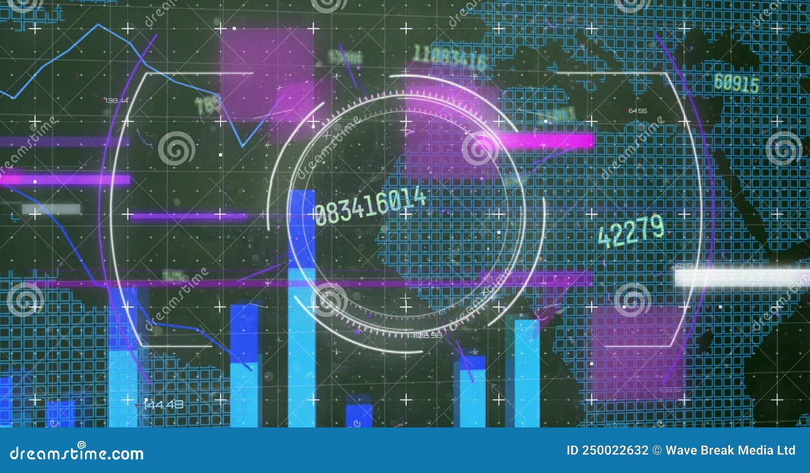 Image of Glitch Over Data Processing in Digital Space with World Map ...