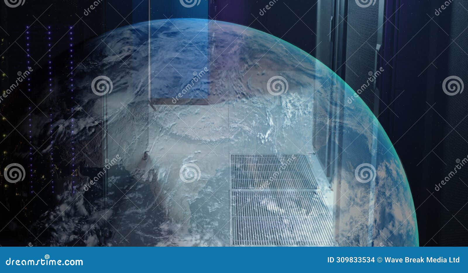 Image of a Globe Against Computer Server Room Stock Photo - Image of ...