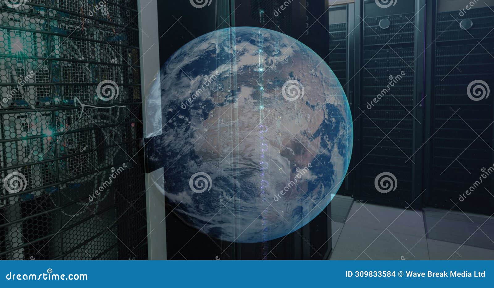 Image of a Globe Against Computer Server Room Stock Photo - Image of ...