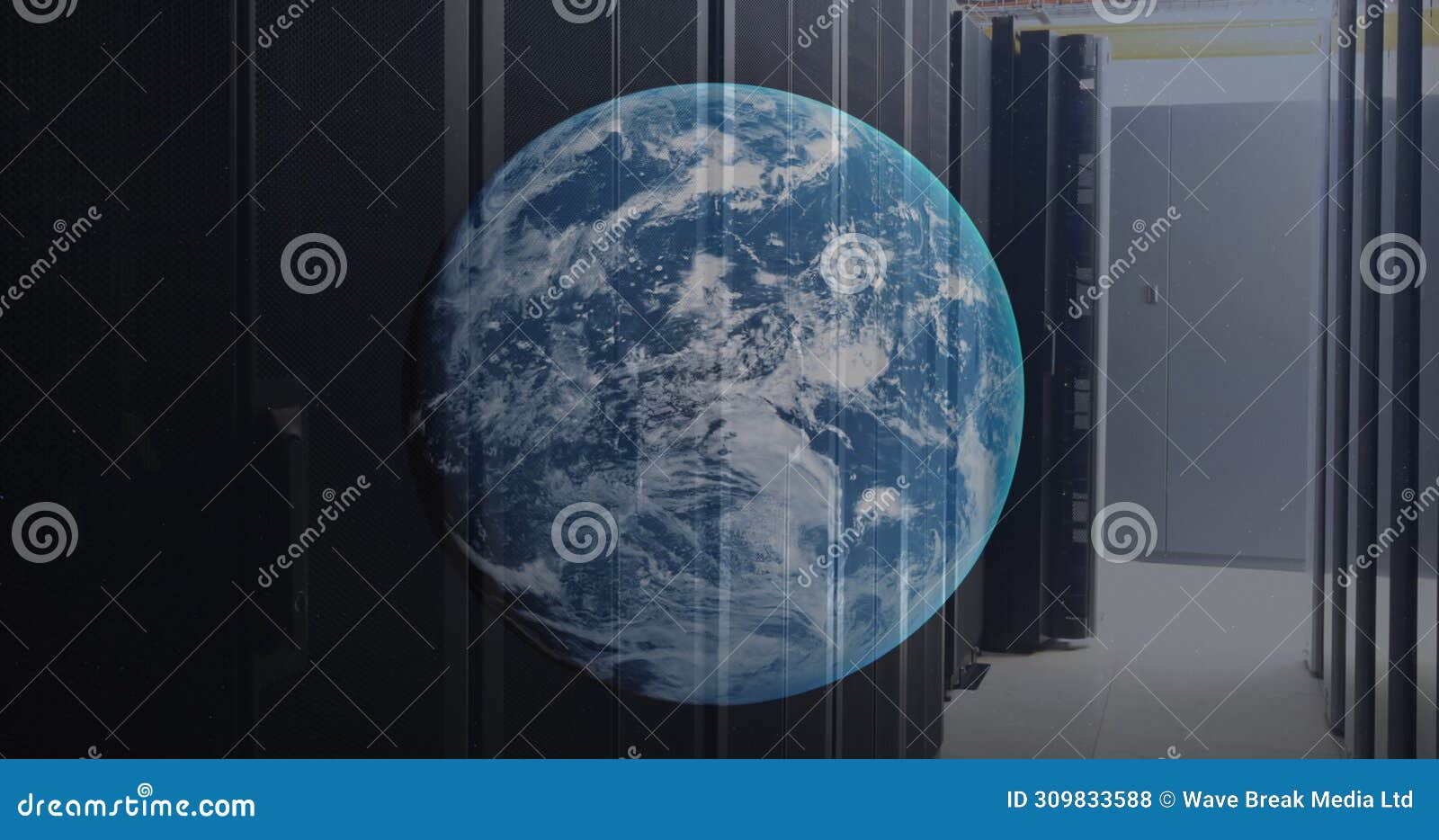 Image of a Globe Against Computer Server Room Stock Photo - Image of ...