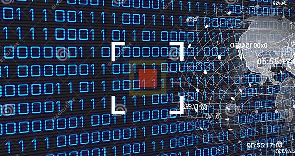 Image of Globe and Binary Code on Black Background Stock Image - Image of internet, global ...