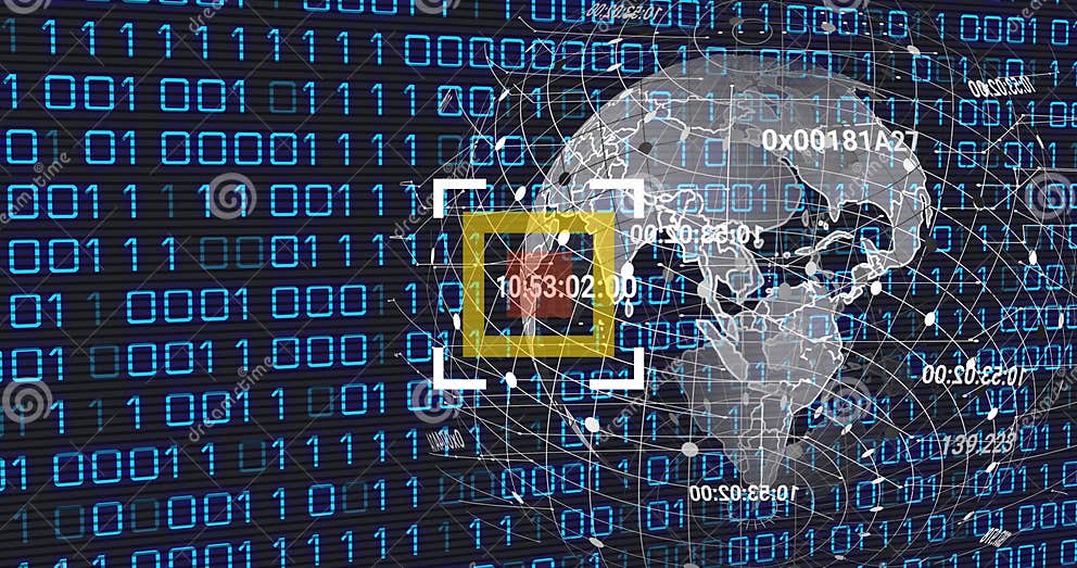 Image of Globe and Binary Code on Black Background Stock Photo - Image ...