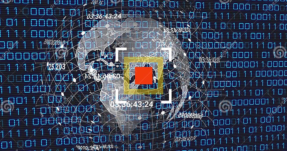 Image of Globe and Binary Code on Black Background Stock Image - Image of futuristic, digitally ...