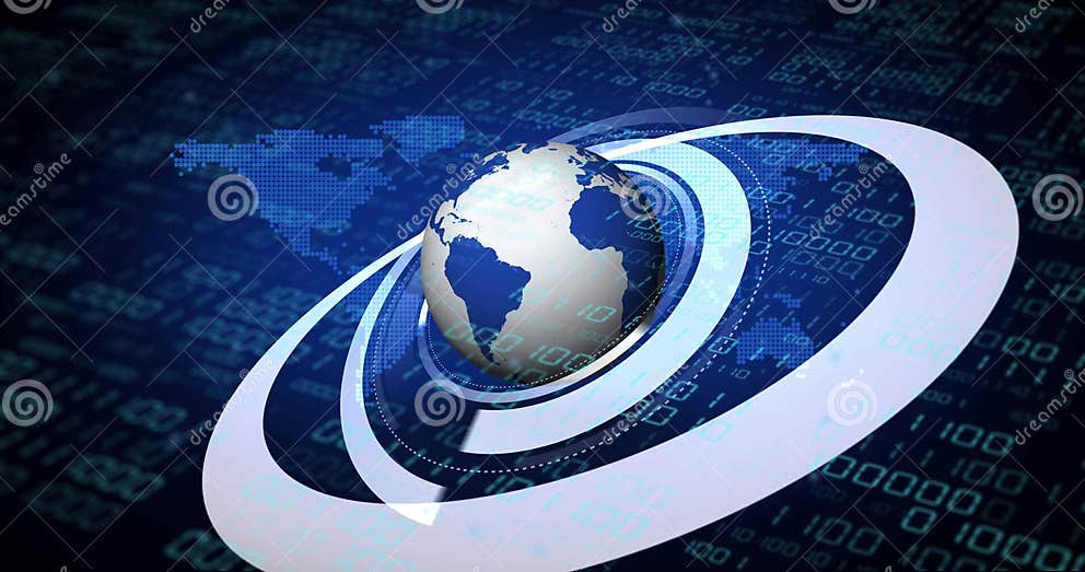 Image Of Globe With Binary Coding And Data Processing Over Dark Background Stock Image Image