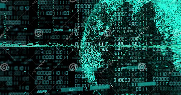 Image Of Globe With Binary Coding And Data Processing Over Dark Background Stock Image Image