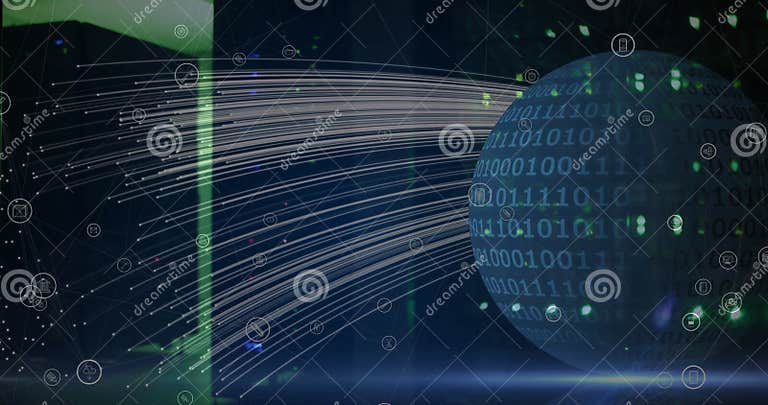 Image of Globe of Binary Coding Transferring Data Streams Over Dark ...