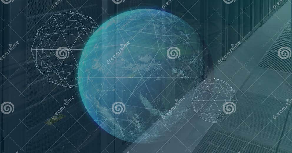 Image of Globe, Connected Dots Forming Globes and Programming Language ...