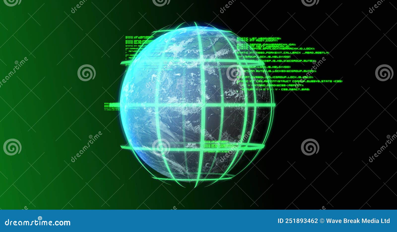 Image of Globe, Connections and Data Processing on Green Background ...