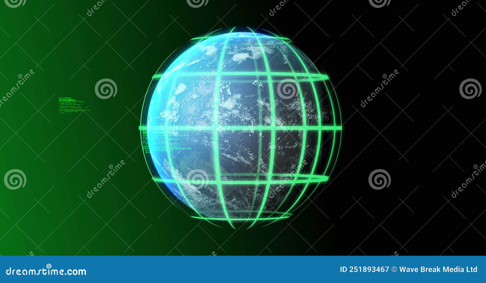 Image of Globe, Connections and Data Processing on Green Background ...