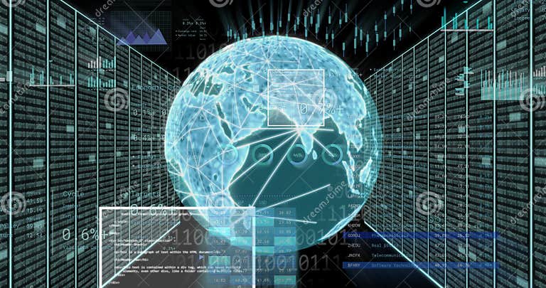 Image of Globe with Data Charts and Coding, Representing Global Data ...
