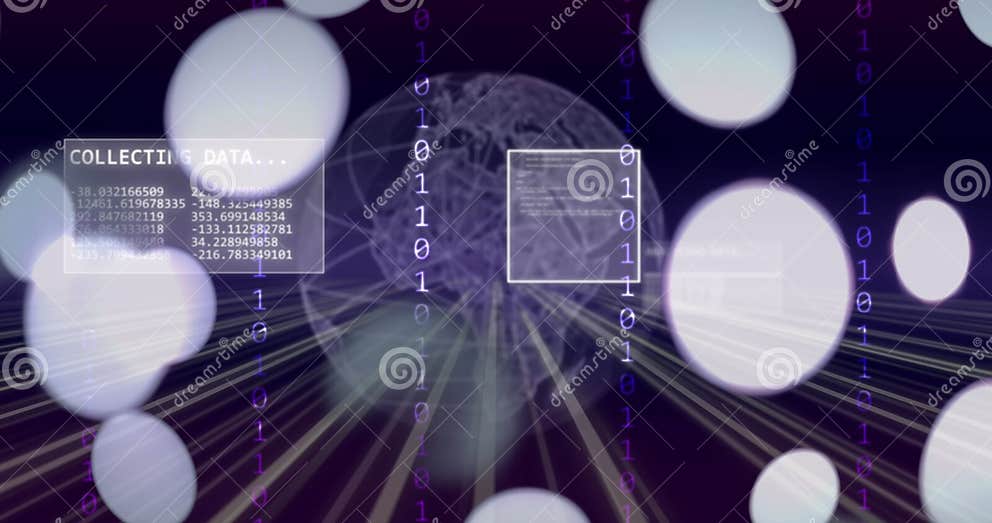 Image of Globe and Data Processing Over Binary Coding Stock Photo - Image of processing, people ...