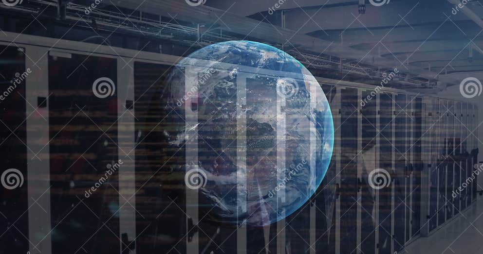 Image of Globe, Data Processing and Plexus Networks Against Computer ...