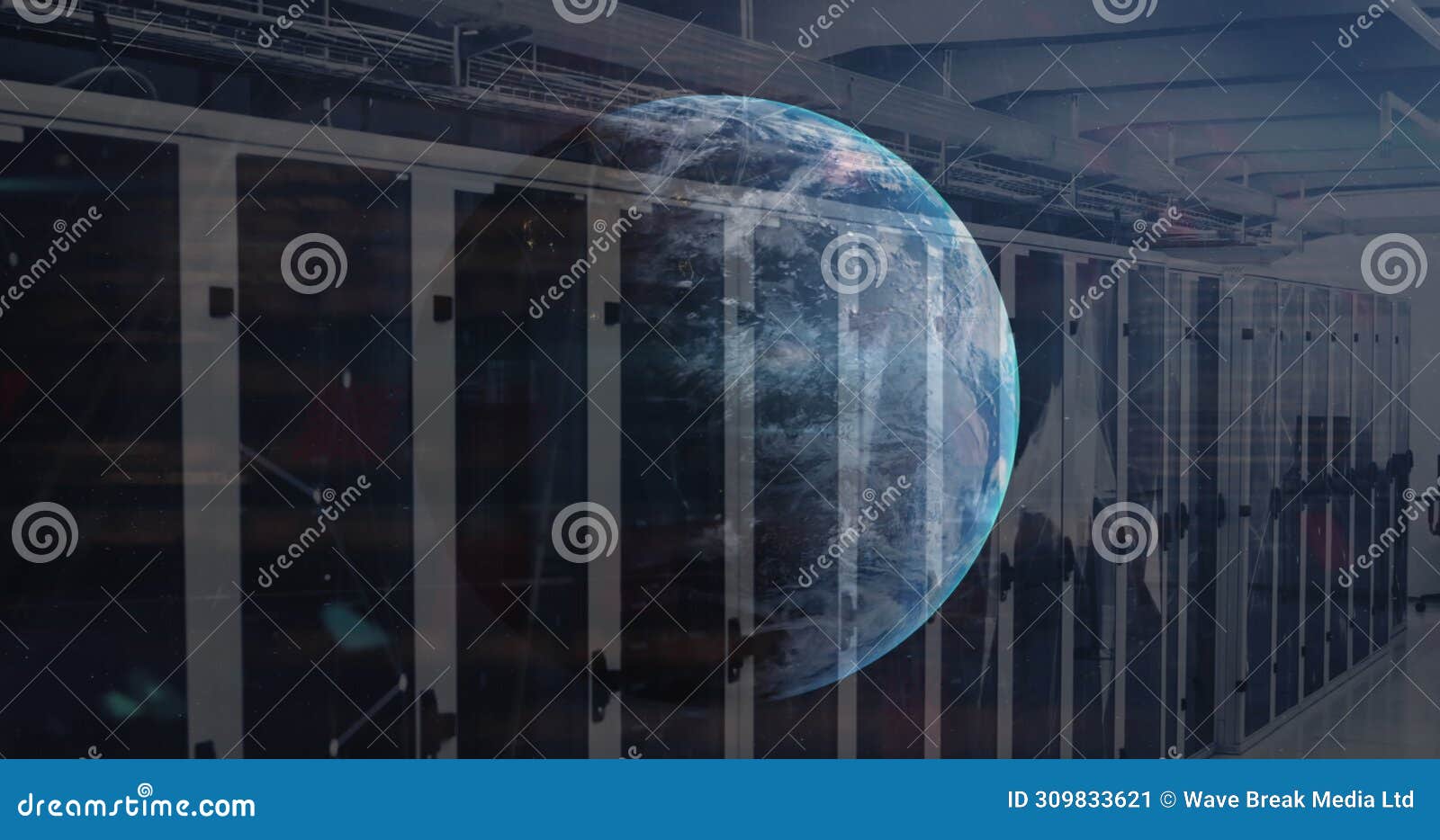 Image of Globe, Data Processing and Plexus Networks Against Computer Server Room Stock Image ...