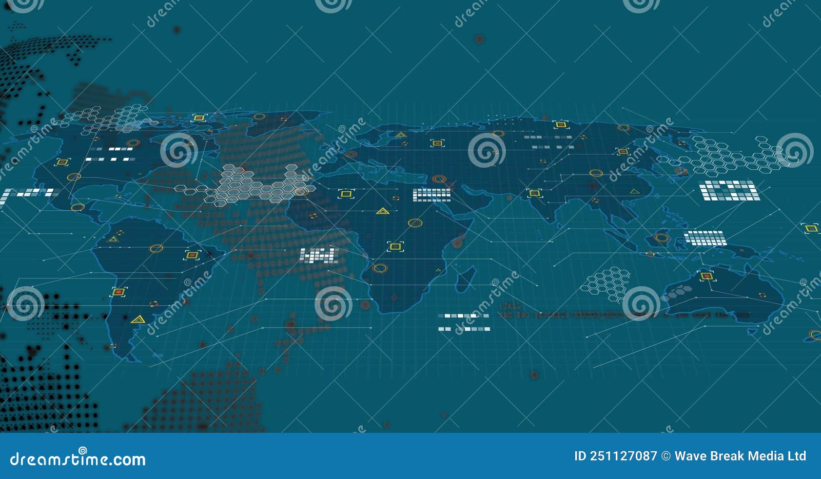 Image of Globe and Diverse Data Over World Map on Green Background ...