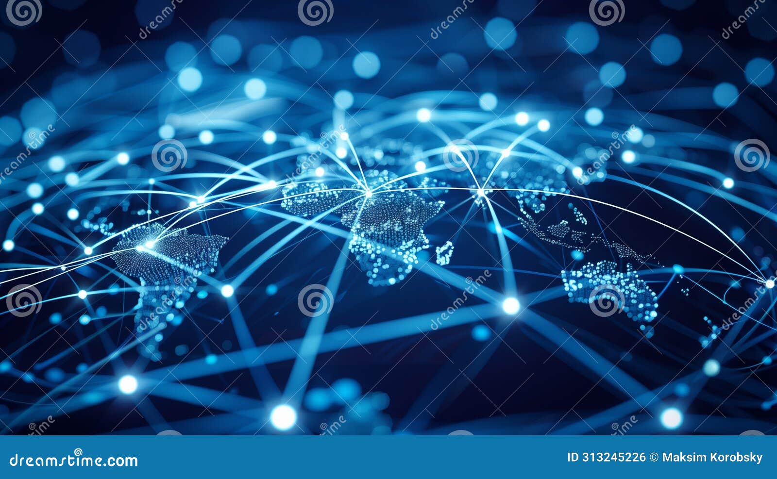 Image of Globe with Electric Blue Connections in Space Stock ...