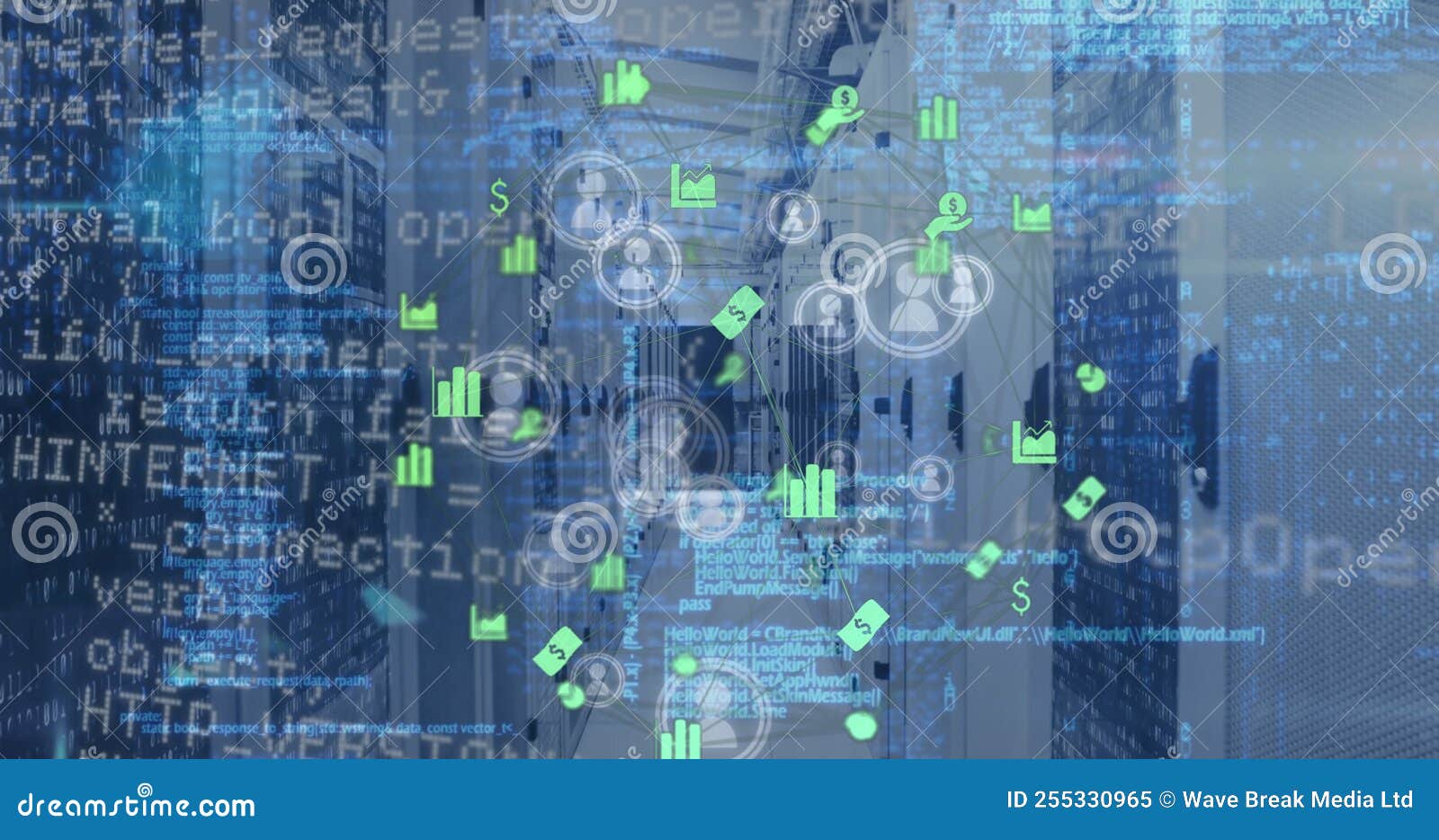 Image of Globe of Financial Icons, Profile Icons and Data Processing ...